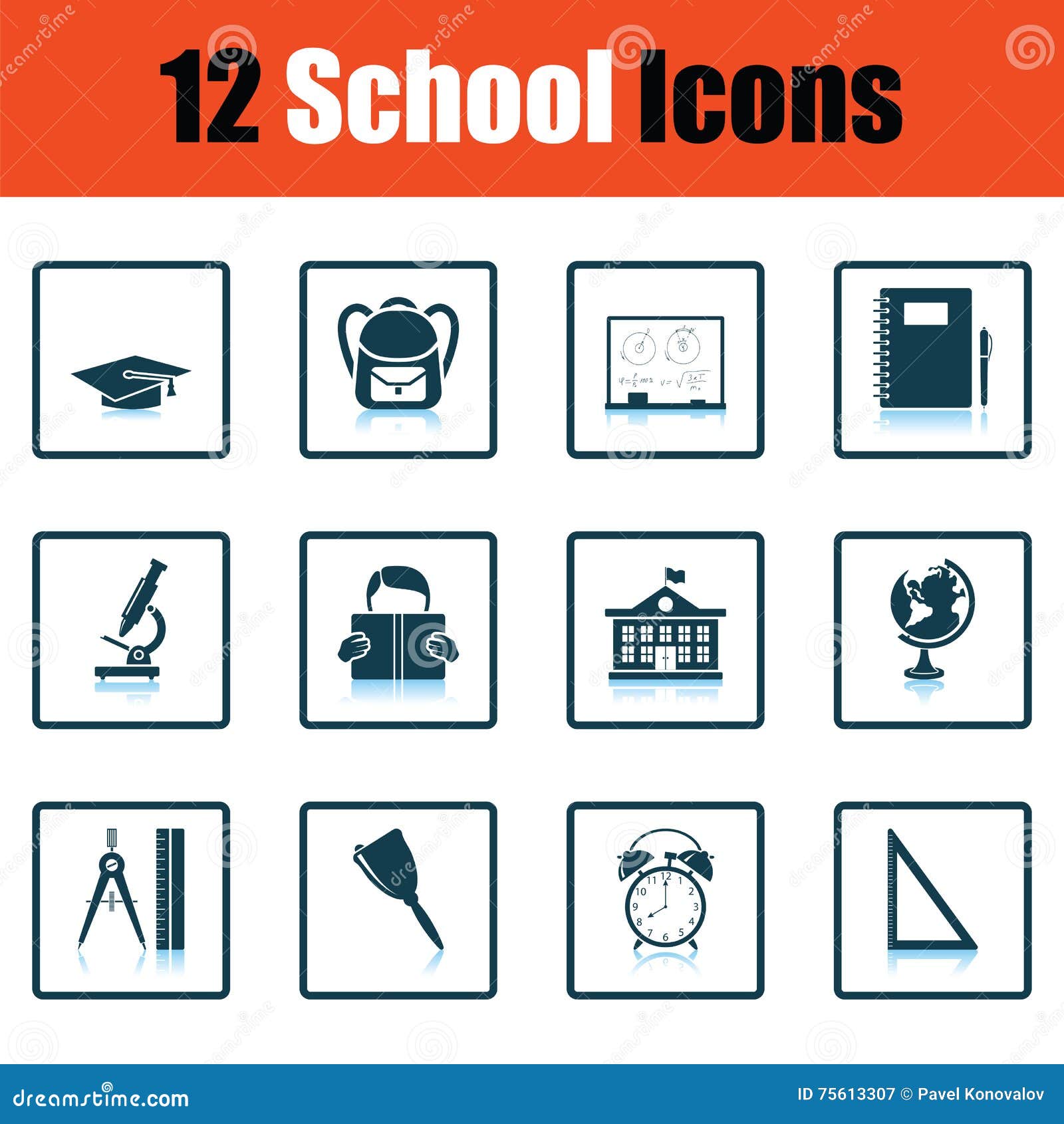 School icon set stock vector. Illustration of school - 75613307
