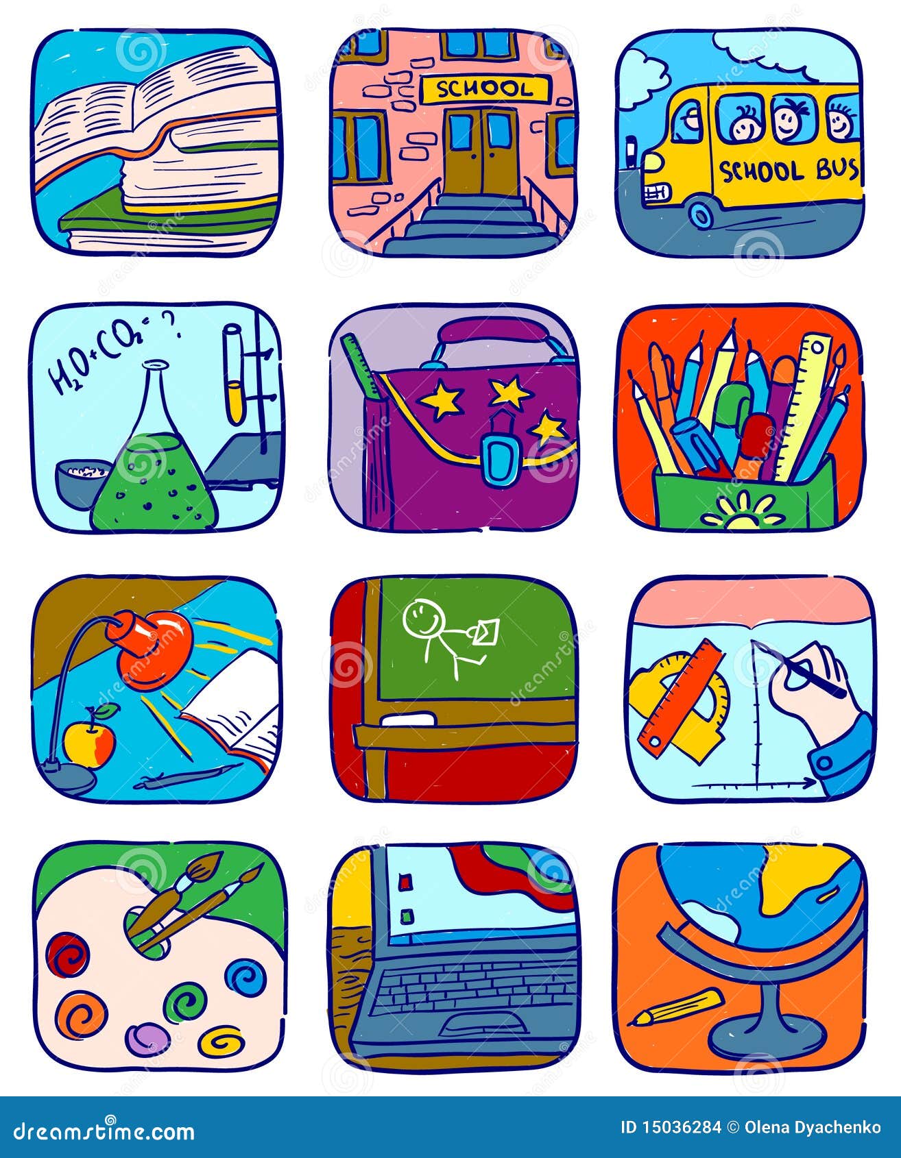 School icons stock vector. Illustration of board, chalk - 15036284
