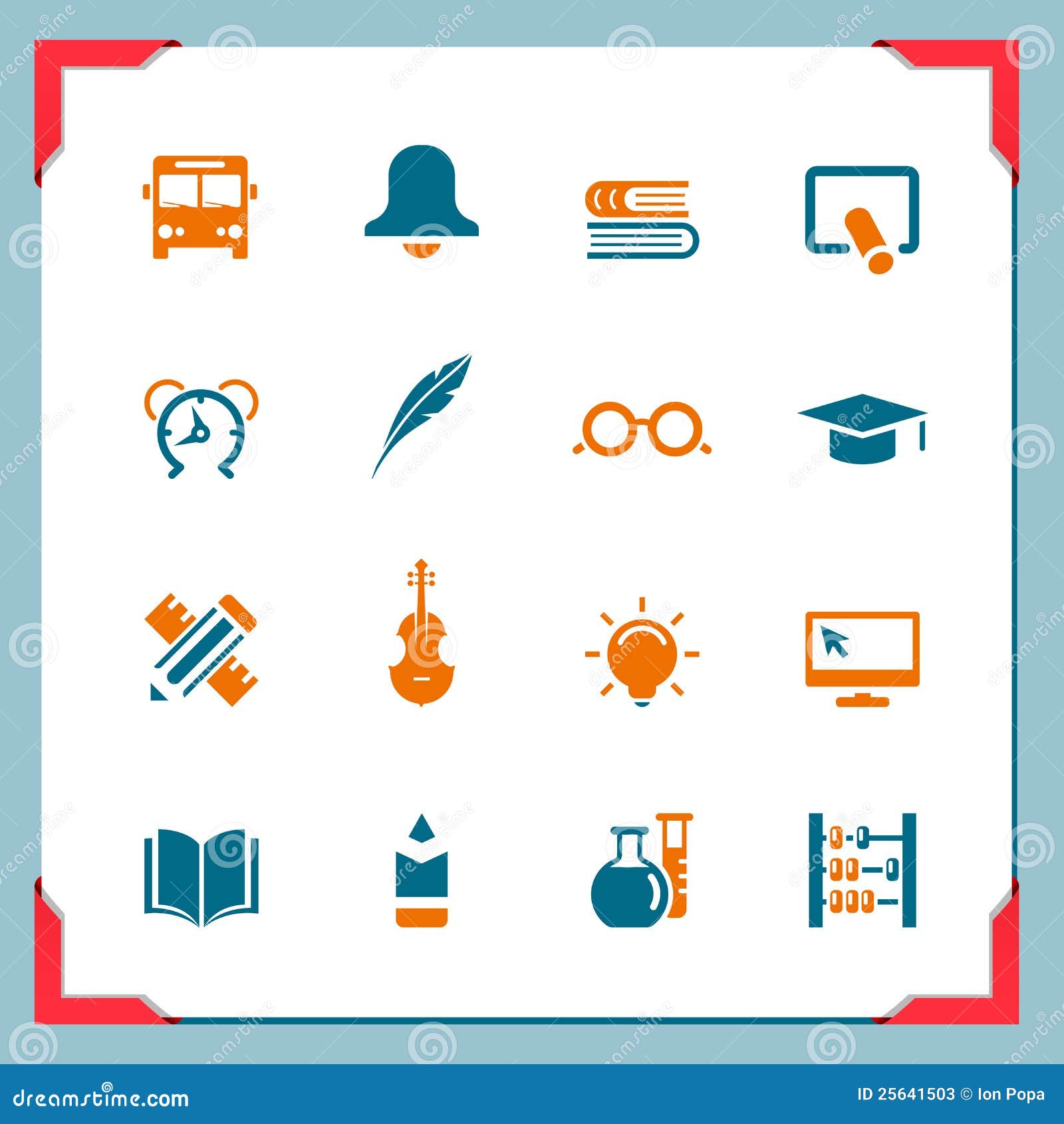 School Icons 2 | In A Frame Series Cartoon Vector | CartoonDealer.com ...
