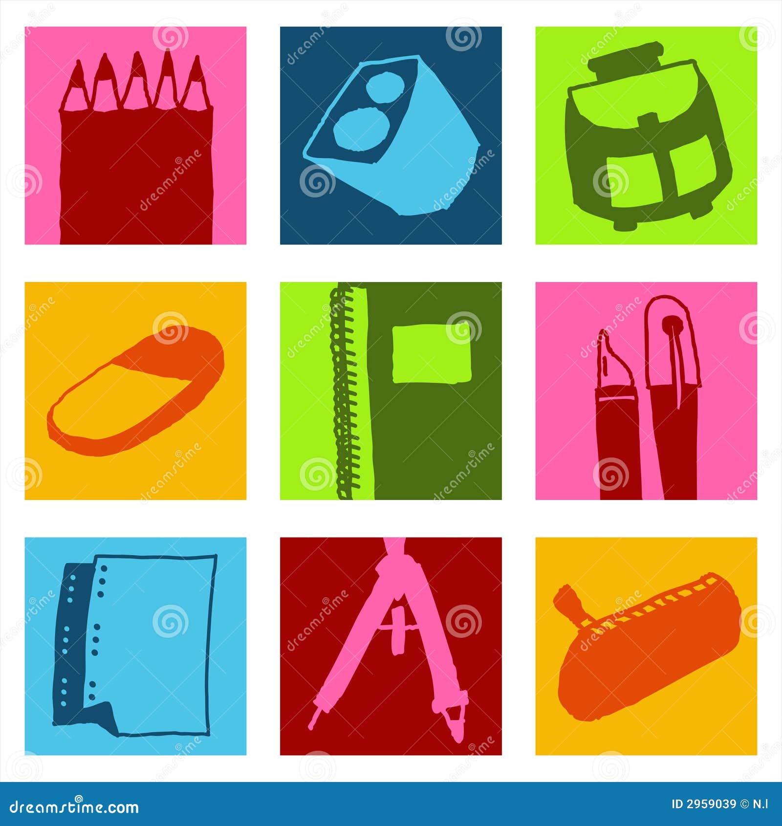 School icons stock vector. Illustration of square, sheet - 2959039