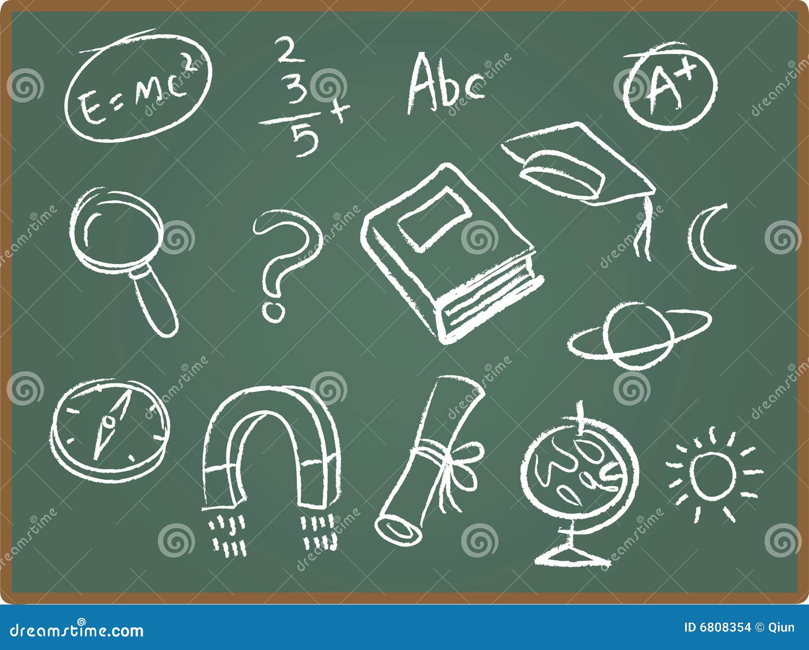 School Icons on ChalkBoard stock vector. Illustration of formula - 6808354