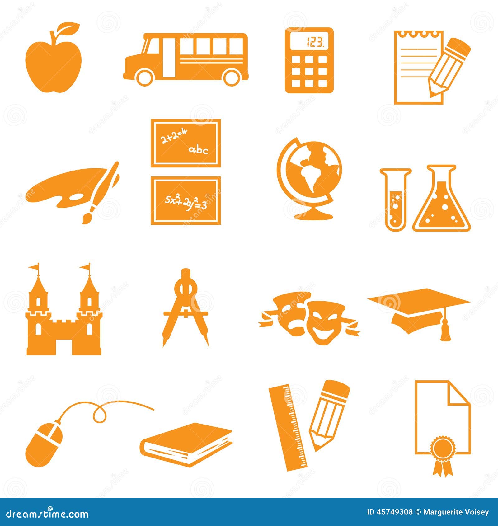 School Icons stock vector. Illustration of paper, chalkboard - 45749308