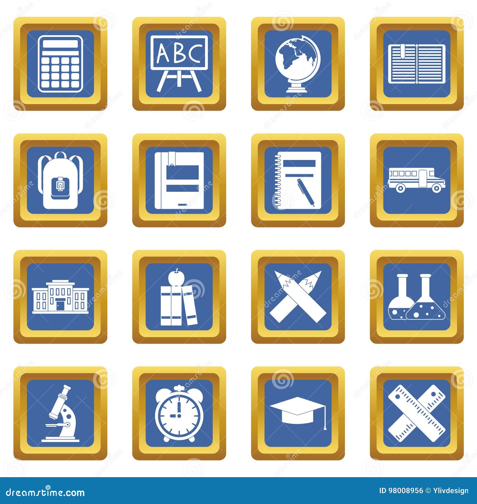 School icons set blue stock vector. Illustration of blue - 98008956