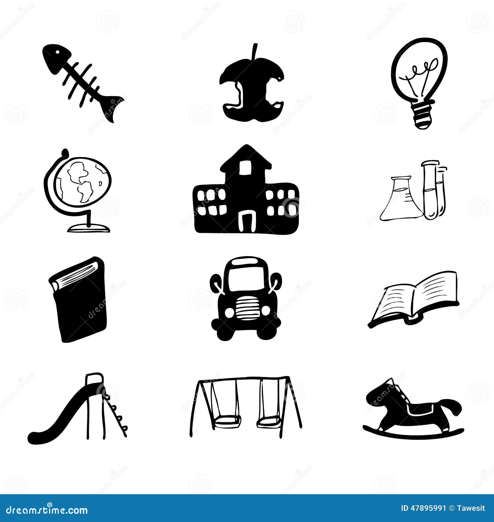 School icons set cartoon stock vector. Illustration of palette - 47895991