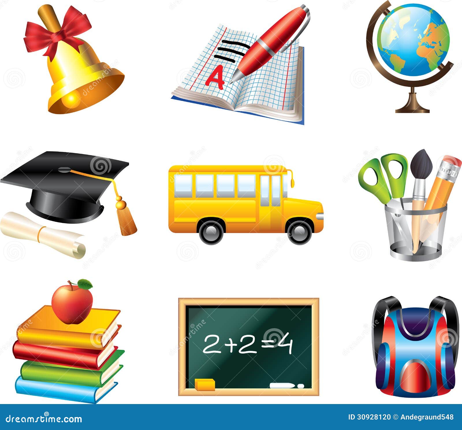 School icons set stock vector. Illustration of eps10 - 30928120