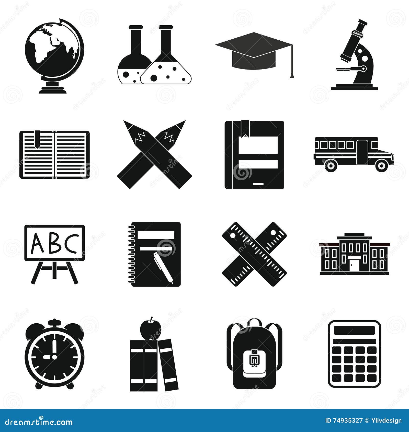 School icons set, simple stock vector. Illustration of back - 74935327