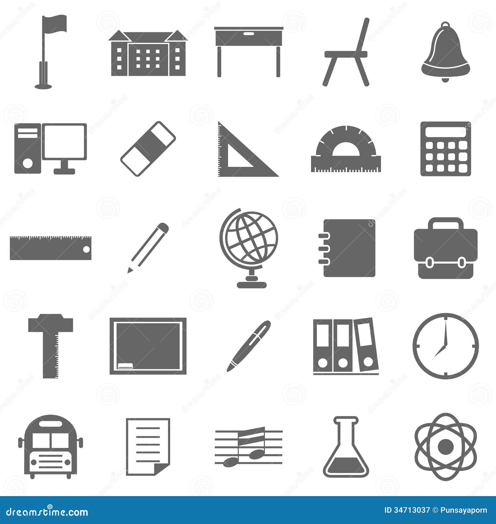 School Icons On White Background Royalty Free Stock Photography - Image ...