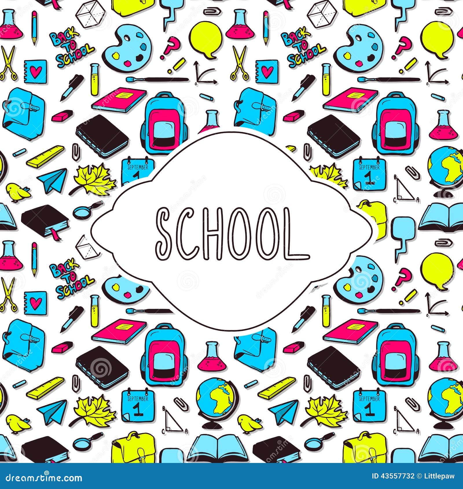 School Illustration with Various Hand Drawn Elements Stock Vector ...