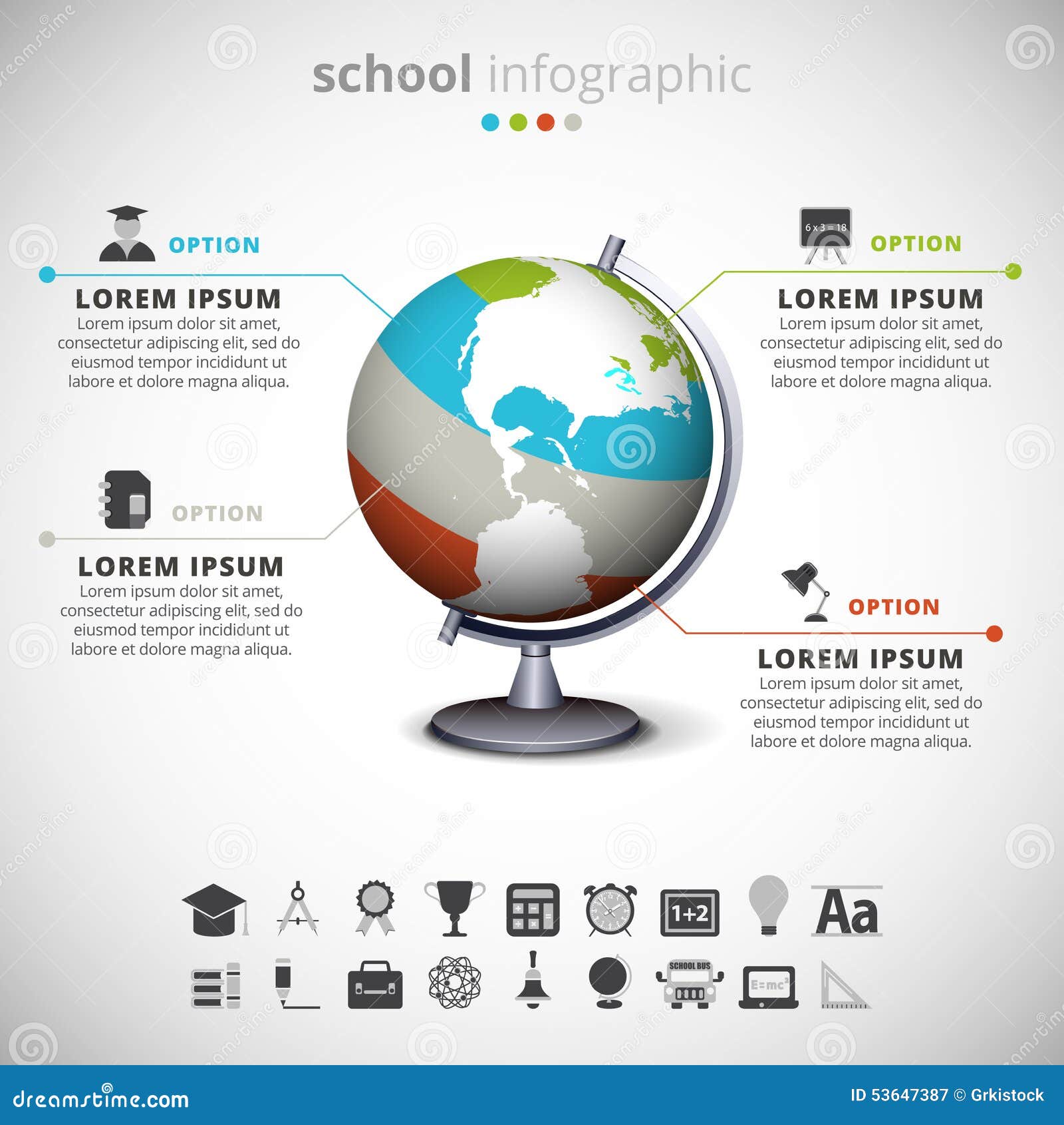 School Infographic With Nature Landscape Background Cartoon Vector ...