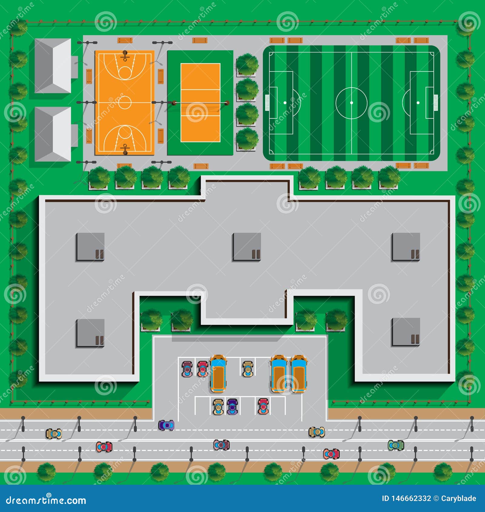 School infrastructure. stock vector. Illustration of football - 146662332