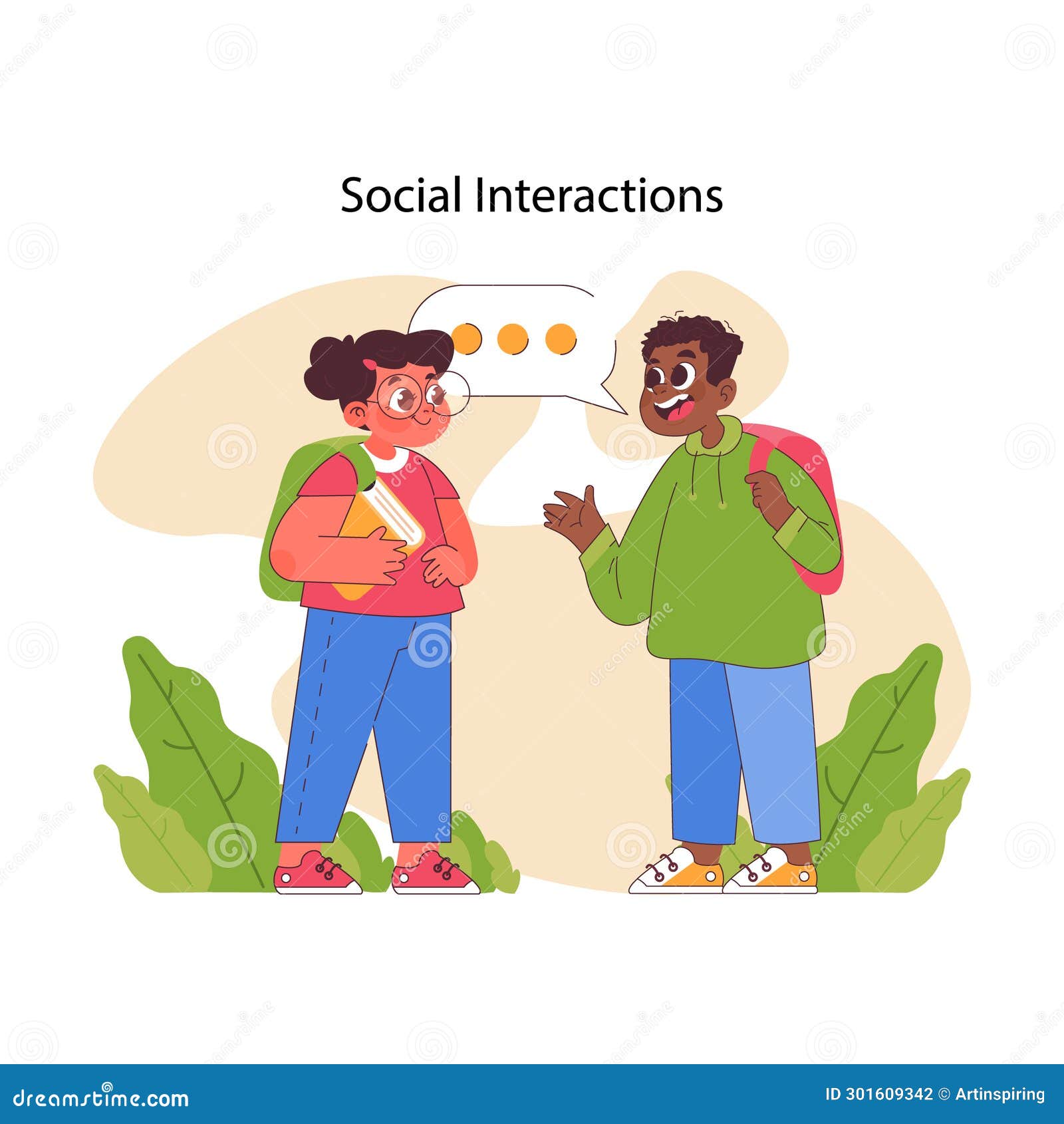School Interactions Concept. Flat Vector Illustration | CartoonDealer ...