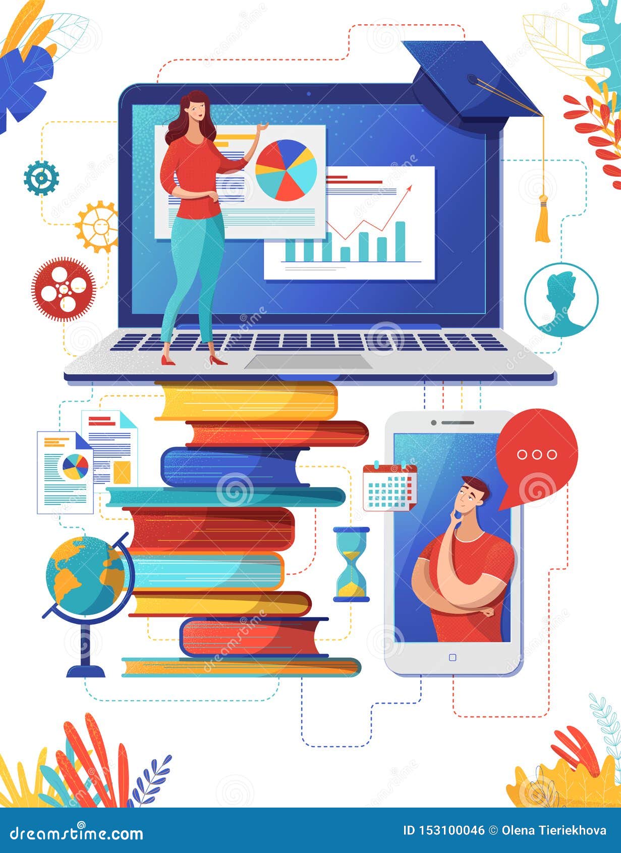 School Internet Class Flat Vector Illustration Stock Vector ...