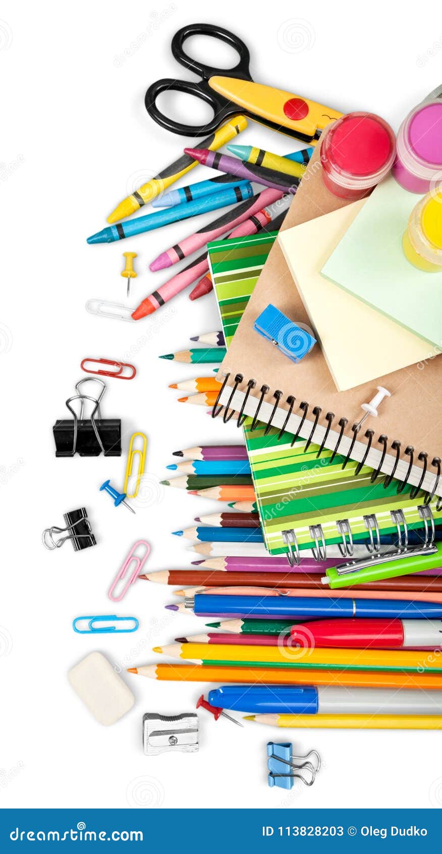 Assorted School Supplies - Isolated Background Stock Image - Image of ...