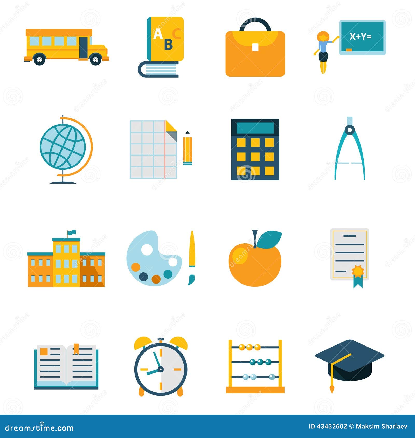 School Isolated Icons Set Modern Trendy Flat Vector Illustration Stock ...