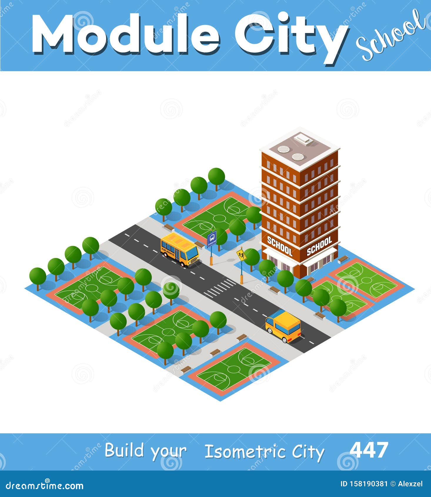 School Isometric Building Study Education Stock Vector - Illustration ...