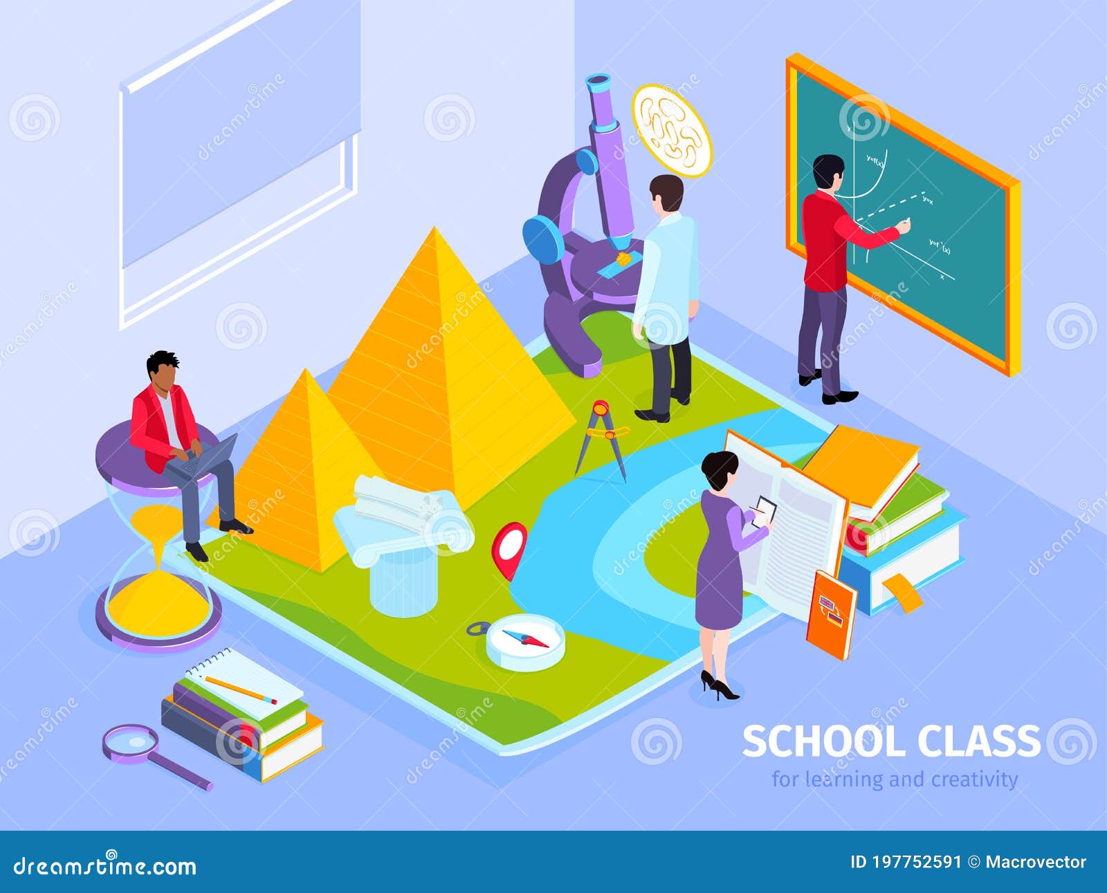 School Isometric Composition Stock Vector - Illustration of hourglass ...