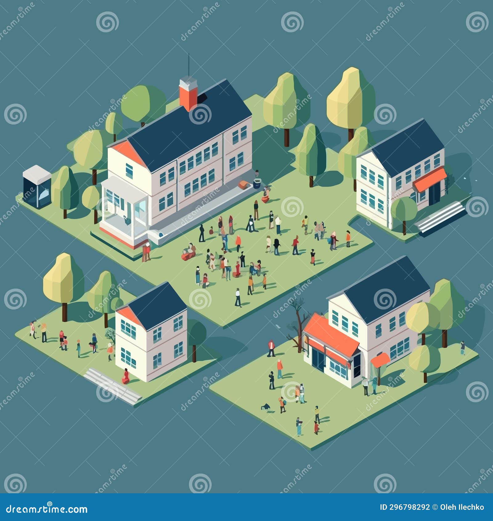 School Isometric Vector Flat Minimalistic Isolated Illustration Stock ...