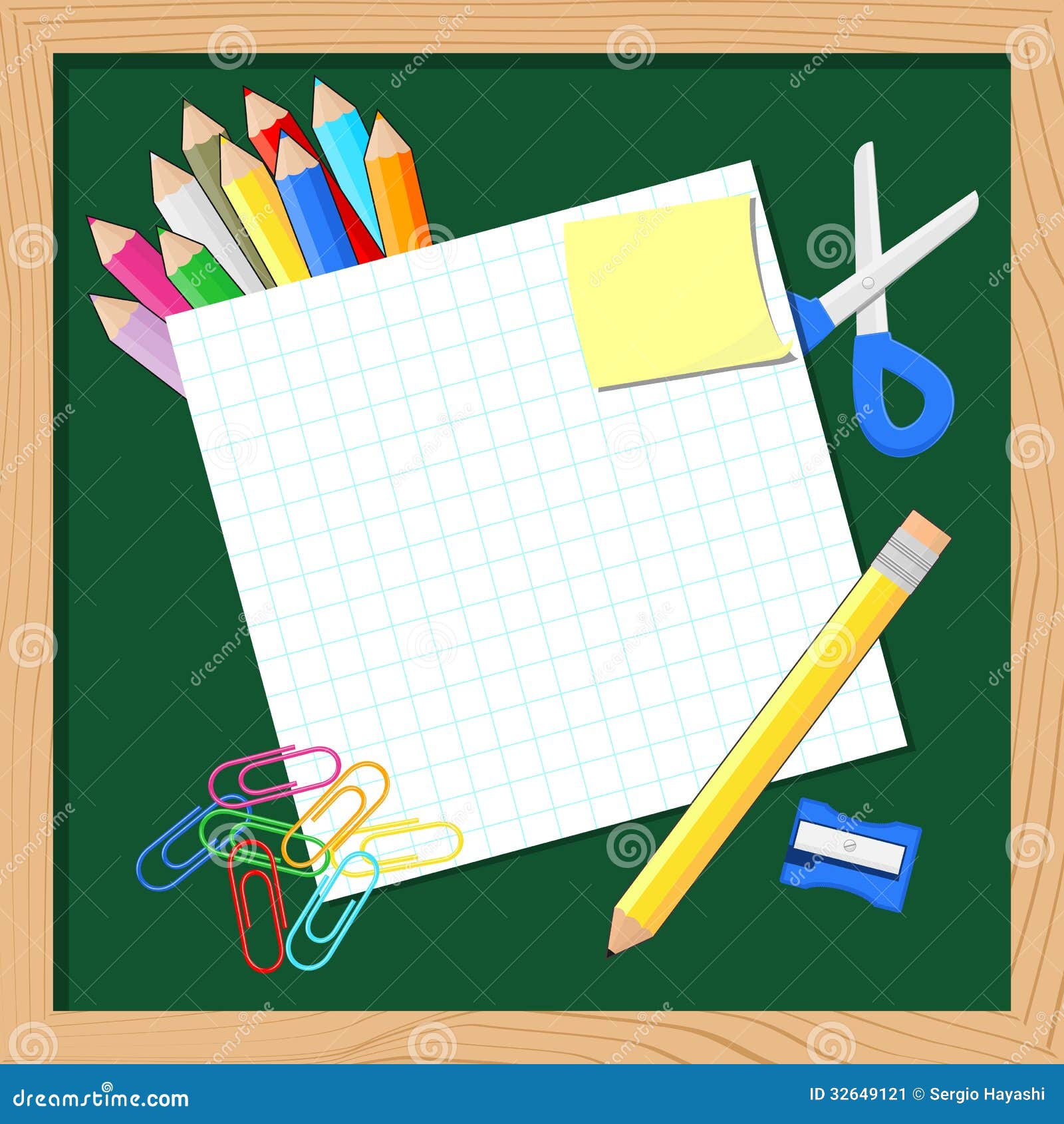 School items background stock vector. Illustration of materials - 32649121