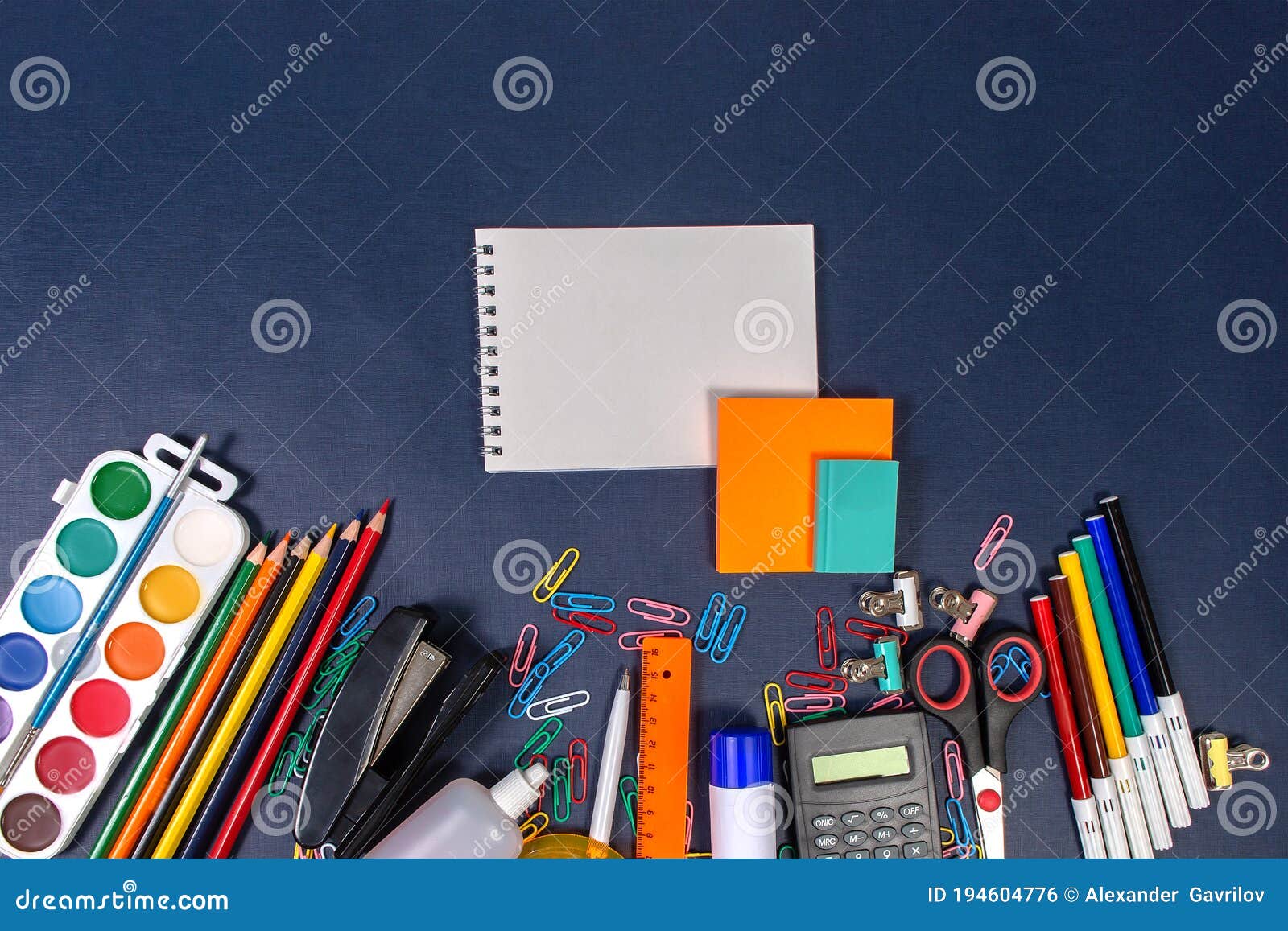 School Items on the Blue Table. Back To School Stock Photo - Image of ...