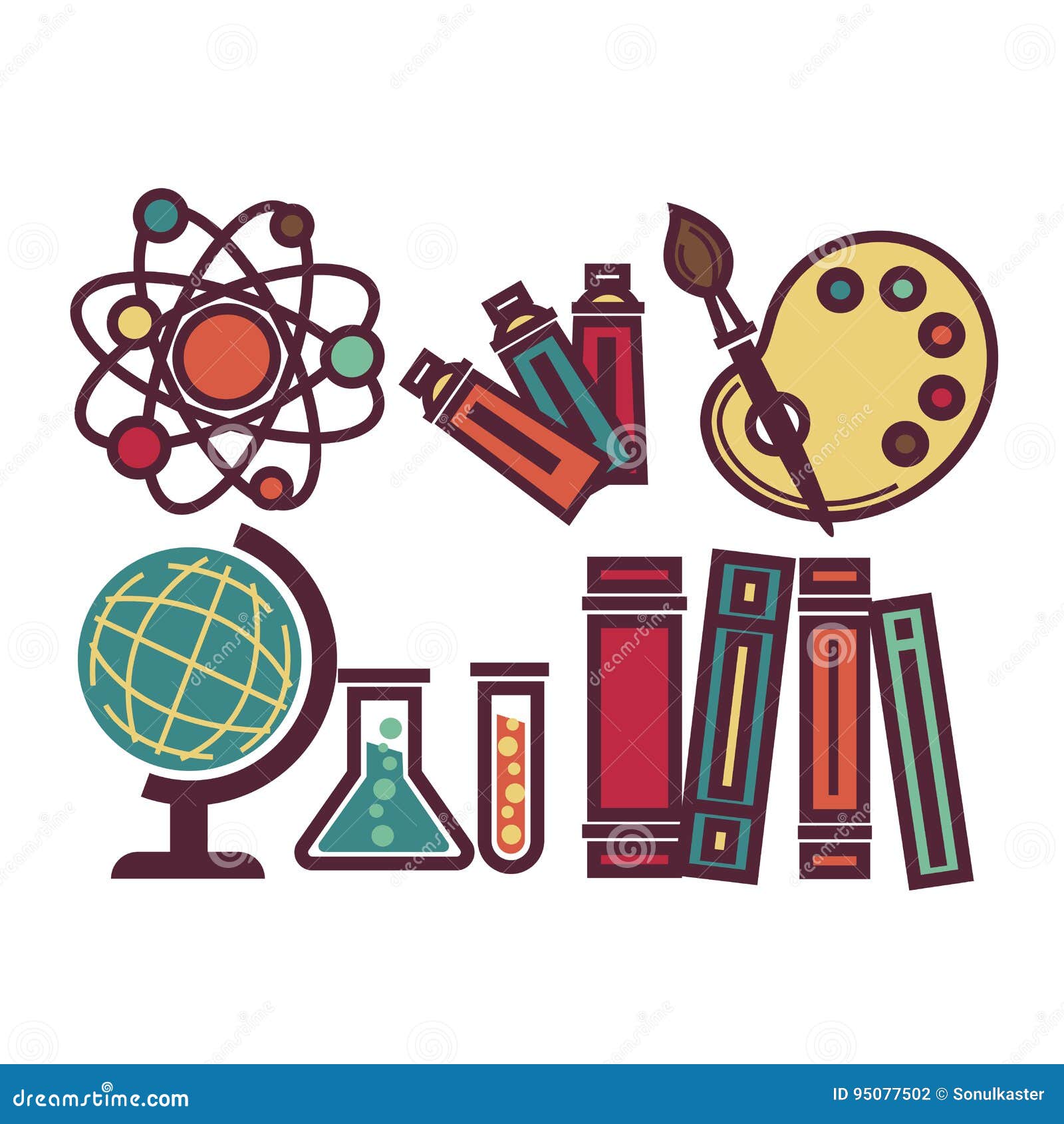 School Items and Equipments Set Vector Poster in Graphic Design Stock ...