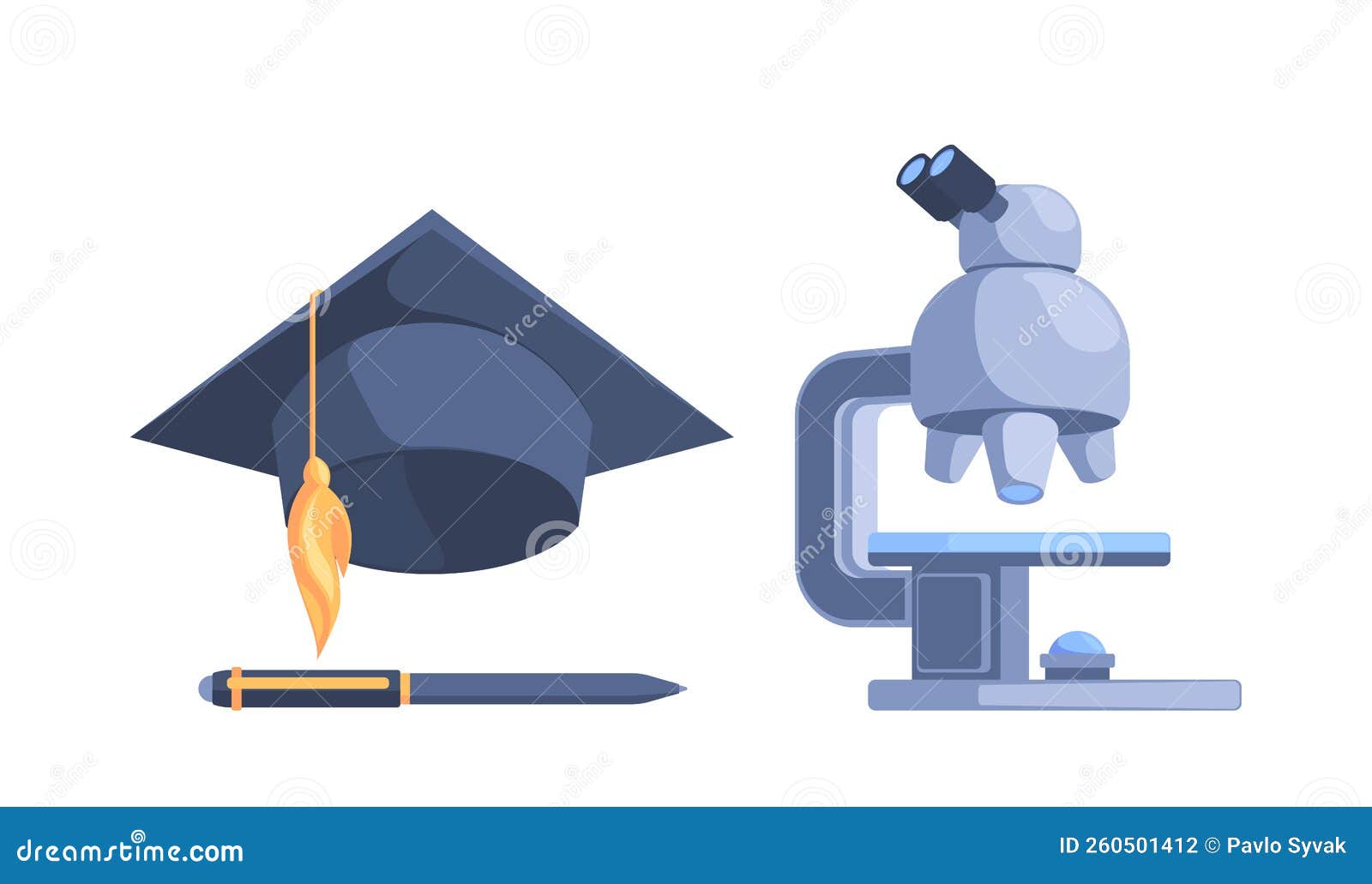Set Graduation Cap, Microscope, Medal, Book, Molecule, Drawing Compass ...