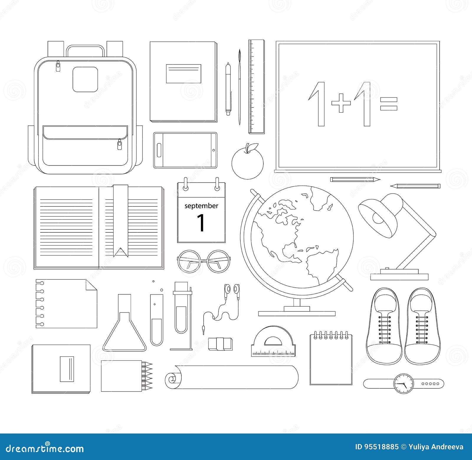 School Items. Vector Flat Design Concepts of Education Stock Vector ...