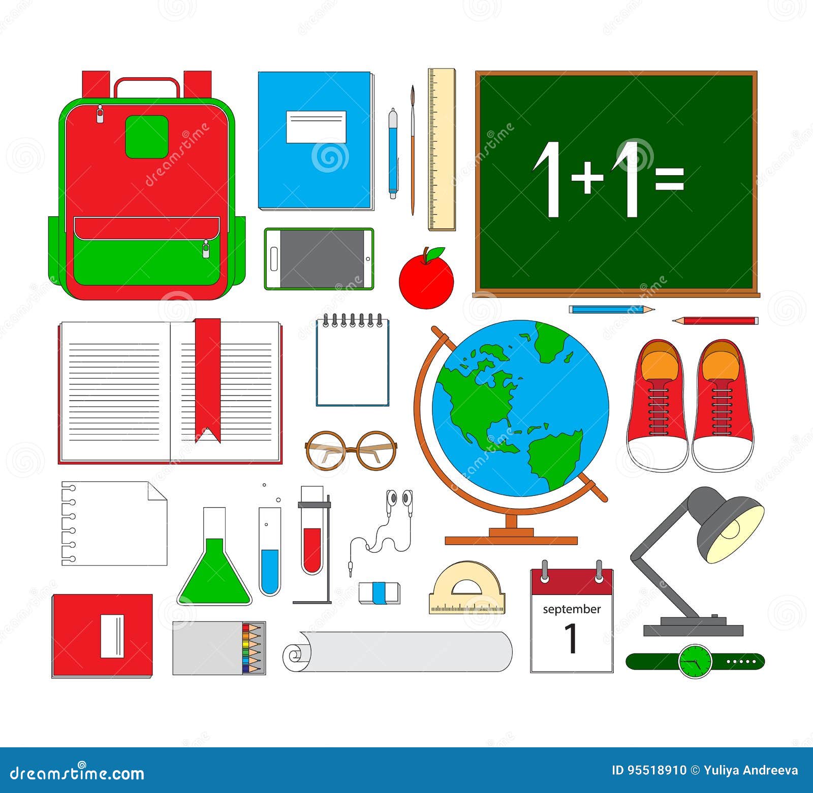 School Items. Vector Flat Design Concepts of Education Stock ...
