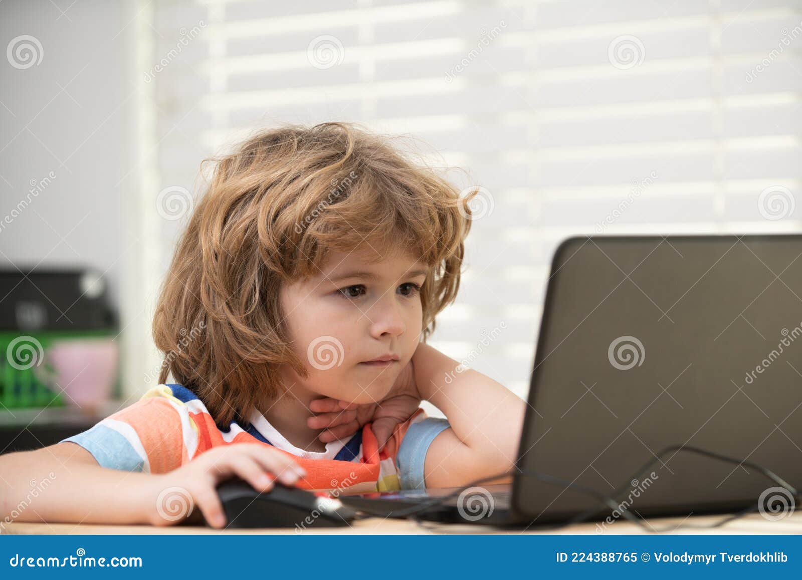 School Kid Doing Homework. Pupil Gets Ready for School. Portrait of ...
