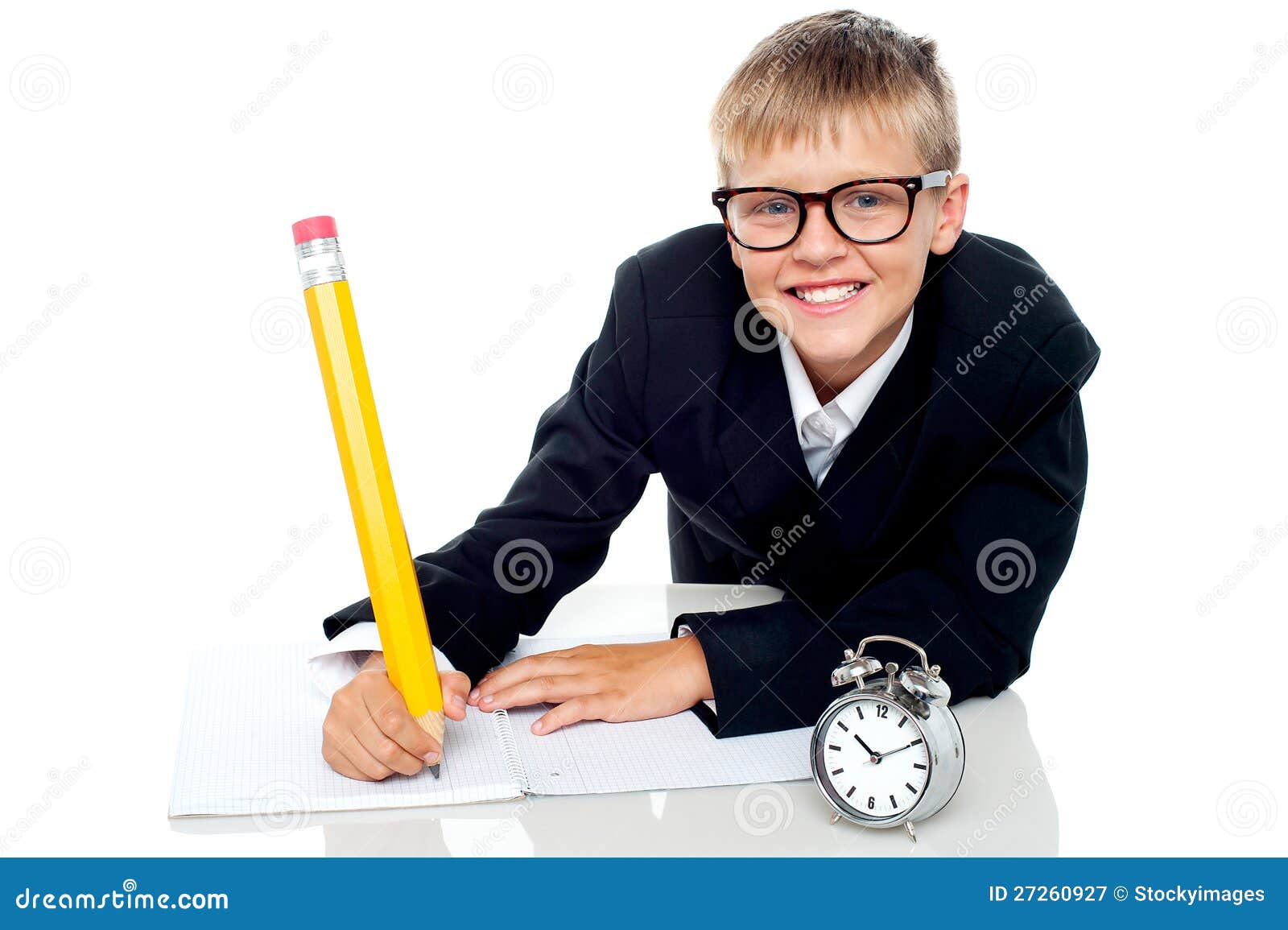 School Kid Finishing His Assignment in Time Stock Image - Image of ...