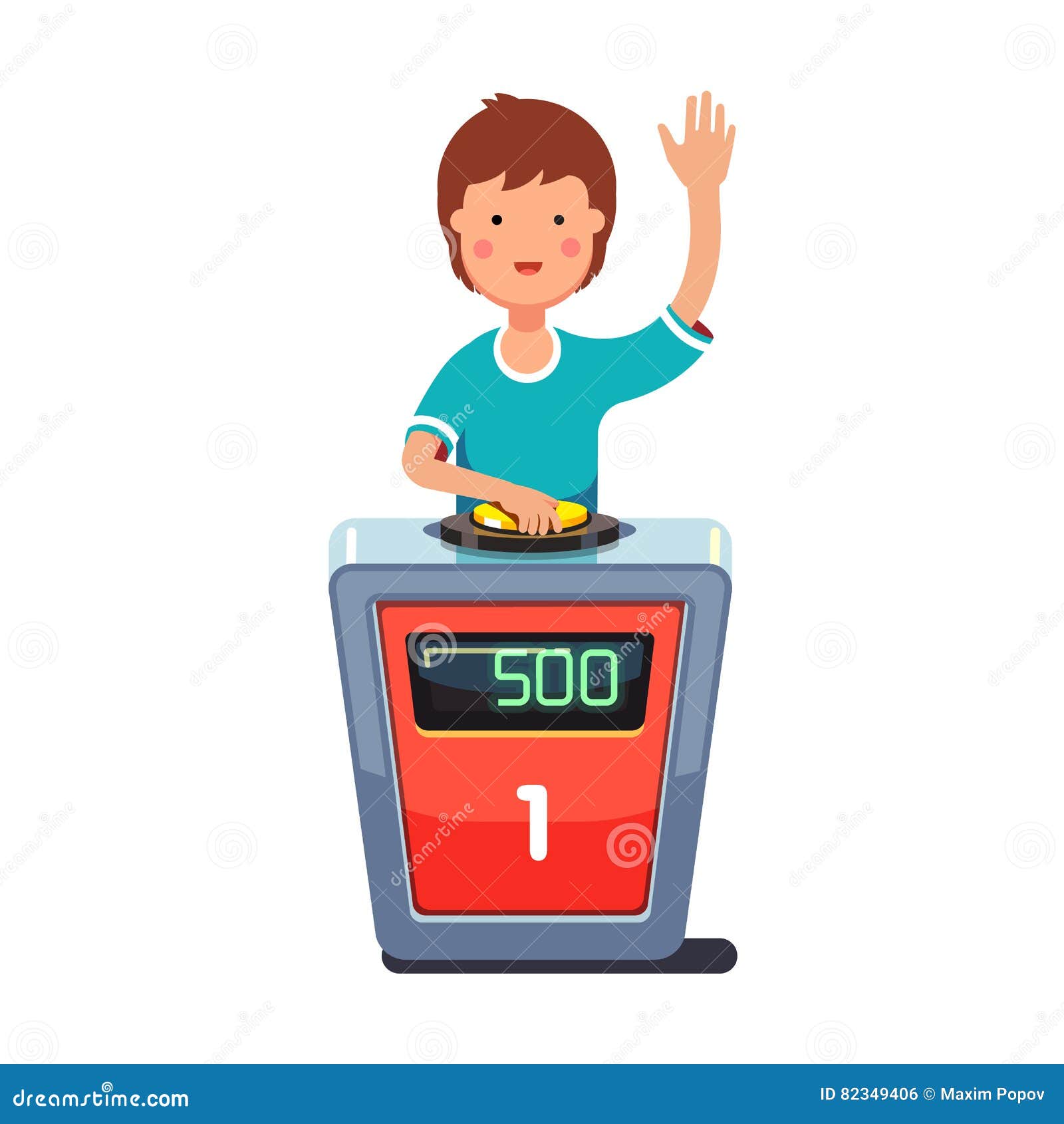 School Kid Playing Quiz Game Answering Question Stock Vector ...