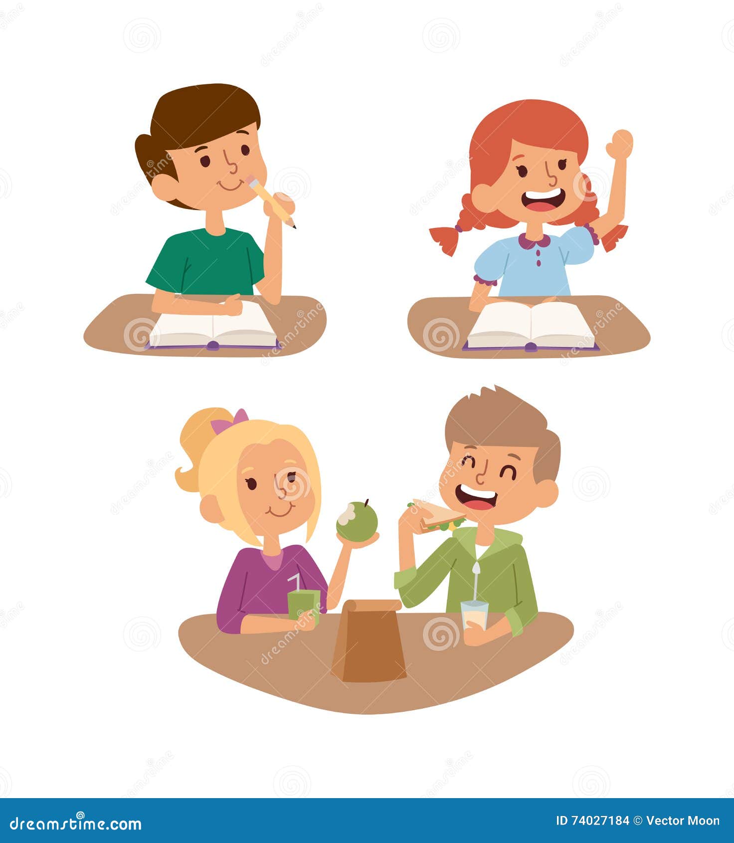 Primary Education. Group Of Elementary School Kids In The School ...