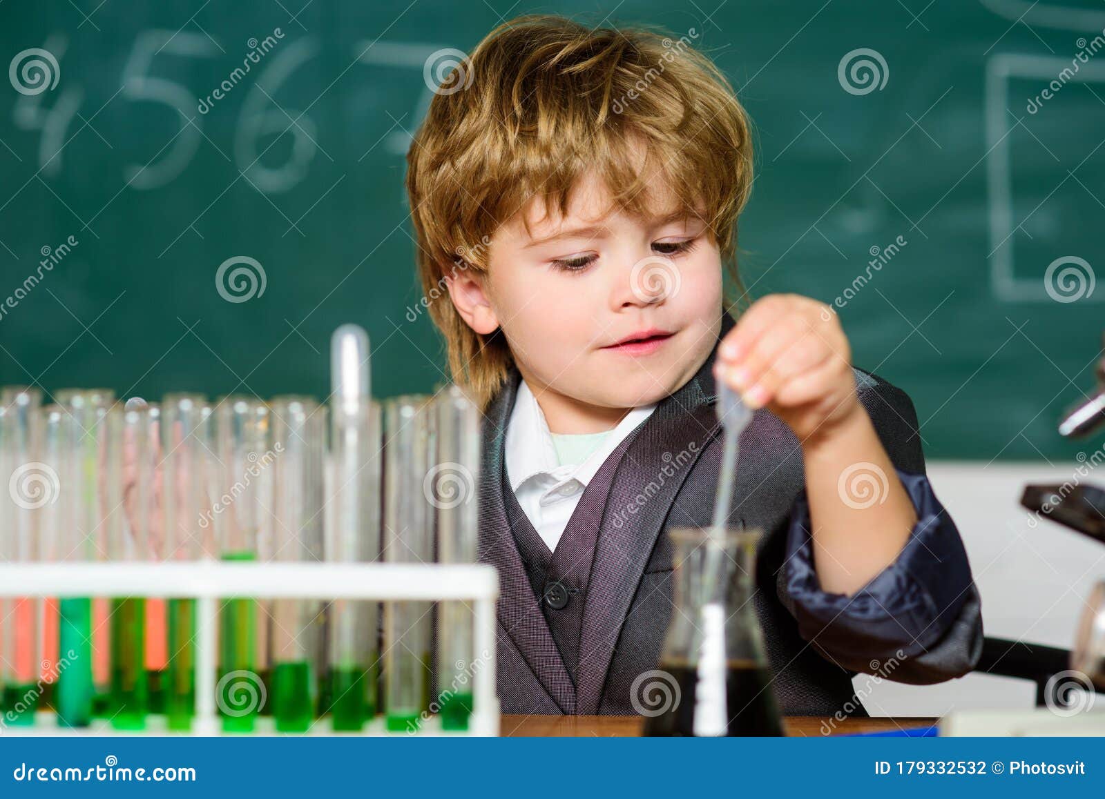School Kid Scientist Studying Science. Science Experiments with ...