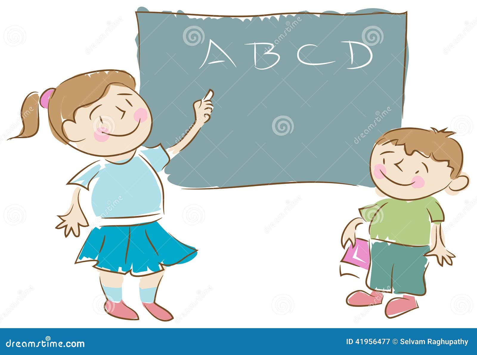 School Kids with Blackboard Stock Vector - Illustration of funny ...