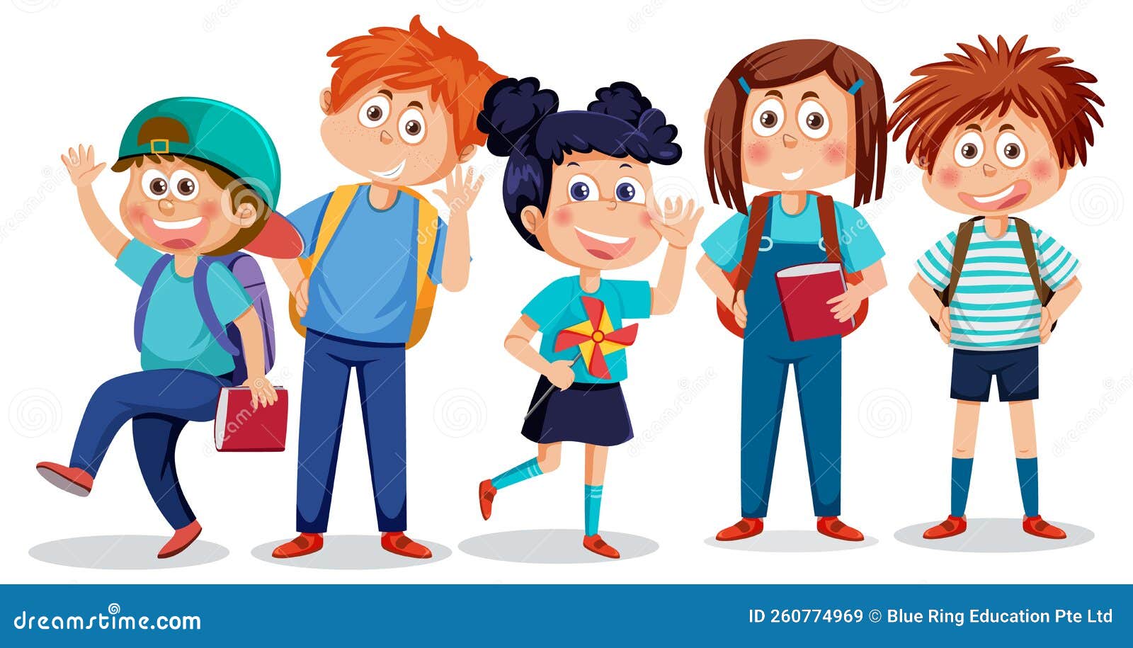 School Kids Cartoon Characters Set Stock Vector - Illustration of ...