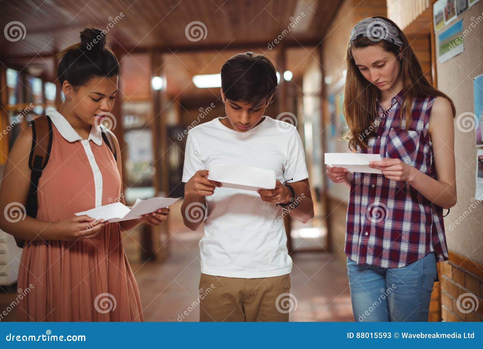 School Kids Checking Question Paper in Corridor Stock Image - Image of ...