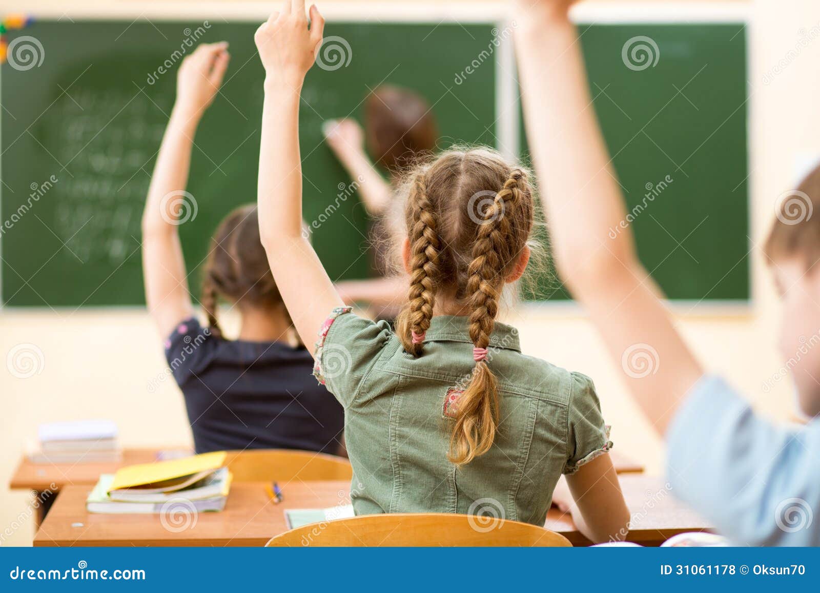 School Kids in Classroom at Lesson Stock Photo - Image of back ...