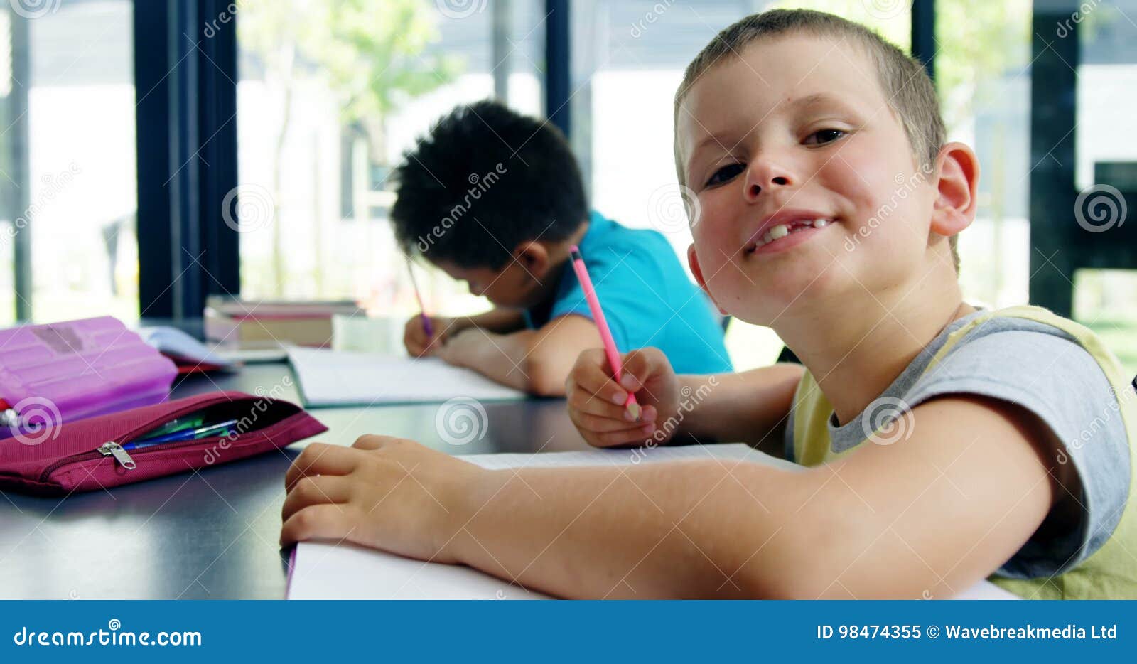 School Kids Doing Homework in Classroom Stock Video - Video of ...