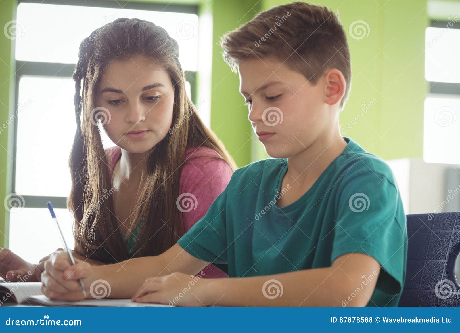 School Kids Doing Homework in Library Stock Photo - Image of learn ...