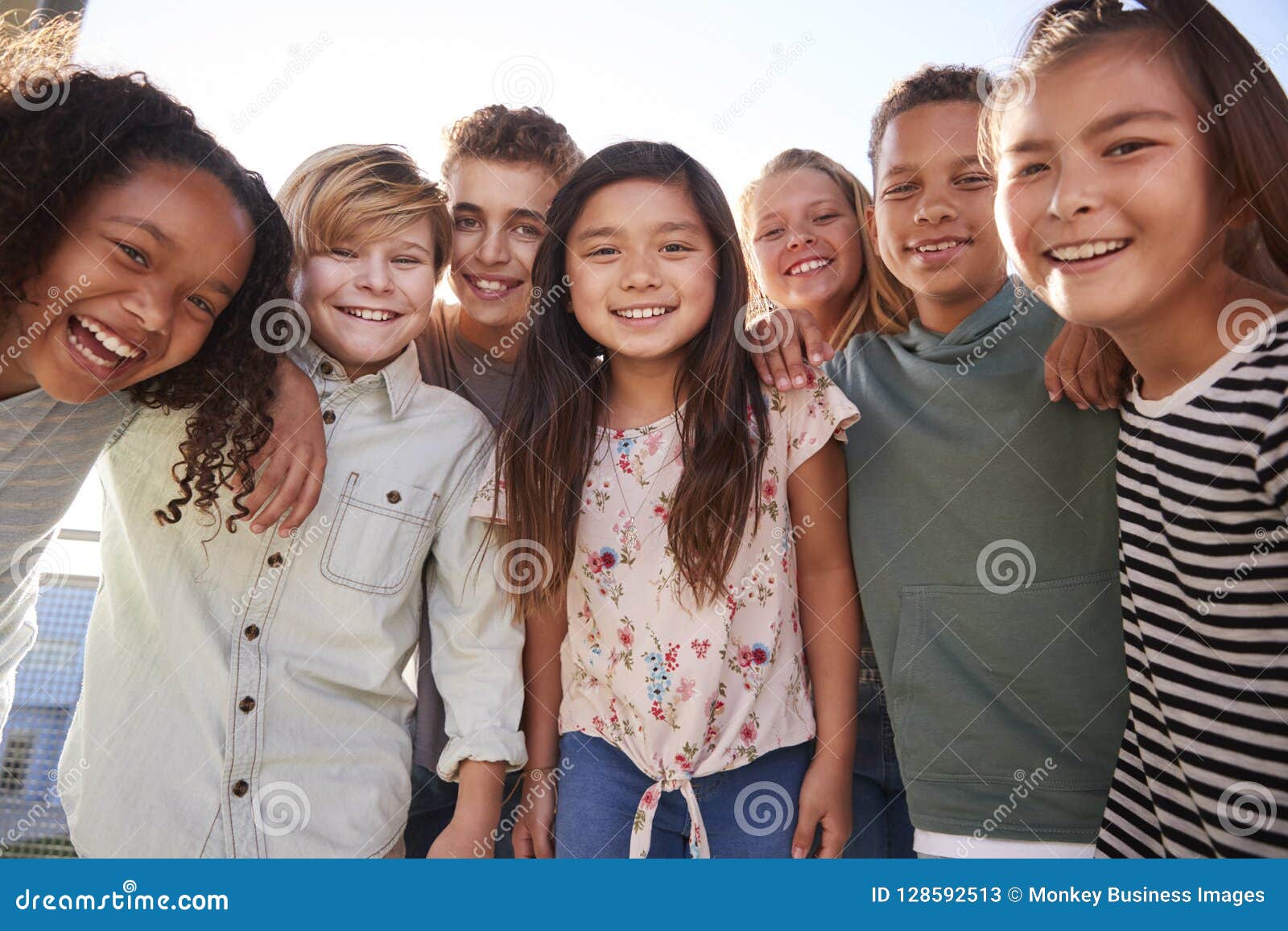 School Kids Hanging Out during Break, Smiling To Camera Stock Image ...
