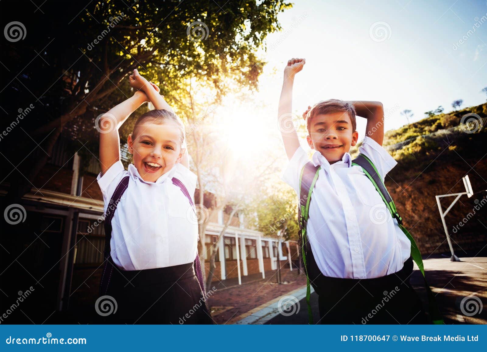 School Kids Having a Fun in Campus Stock Image - Image of campus, cute ...