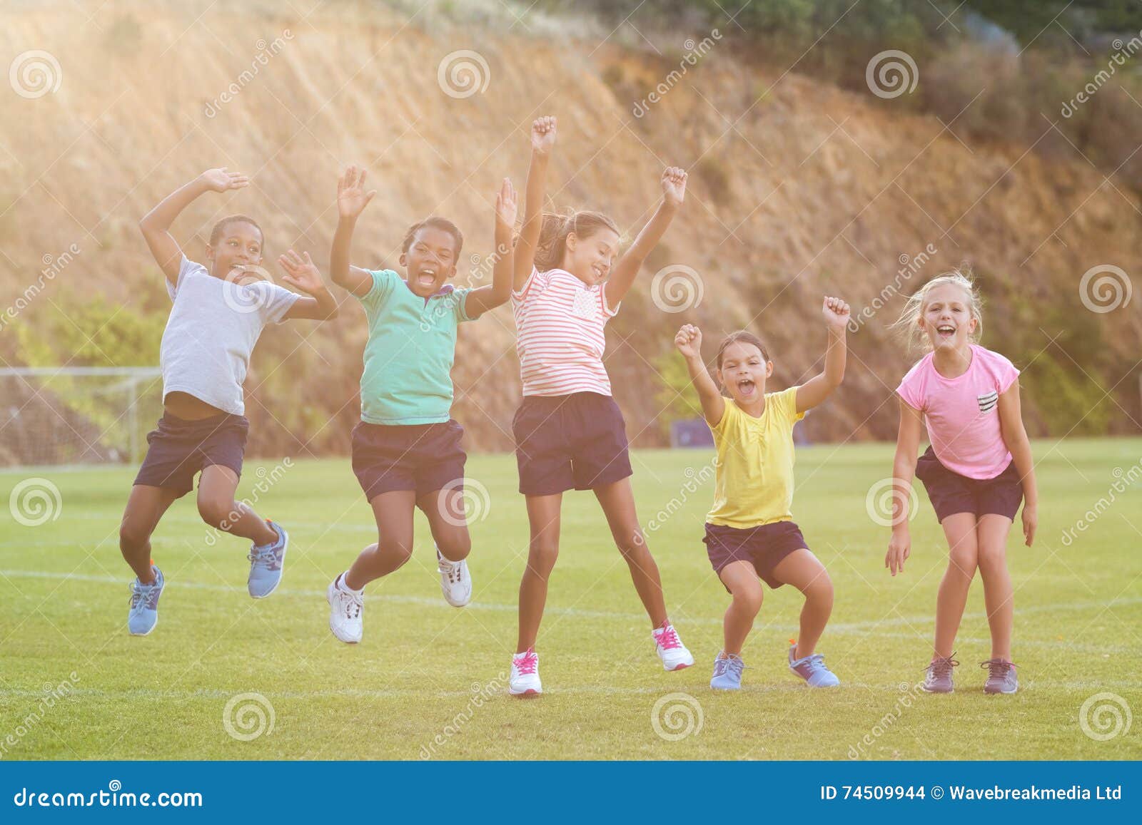 School Kids Having Fun in Playground Stock Photo - Image of female ...
