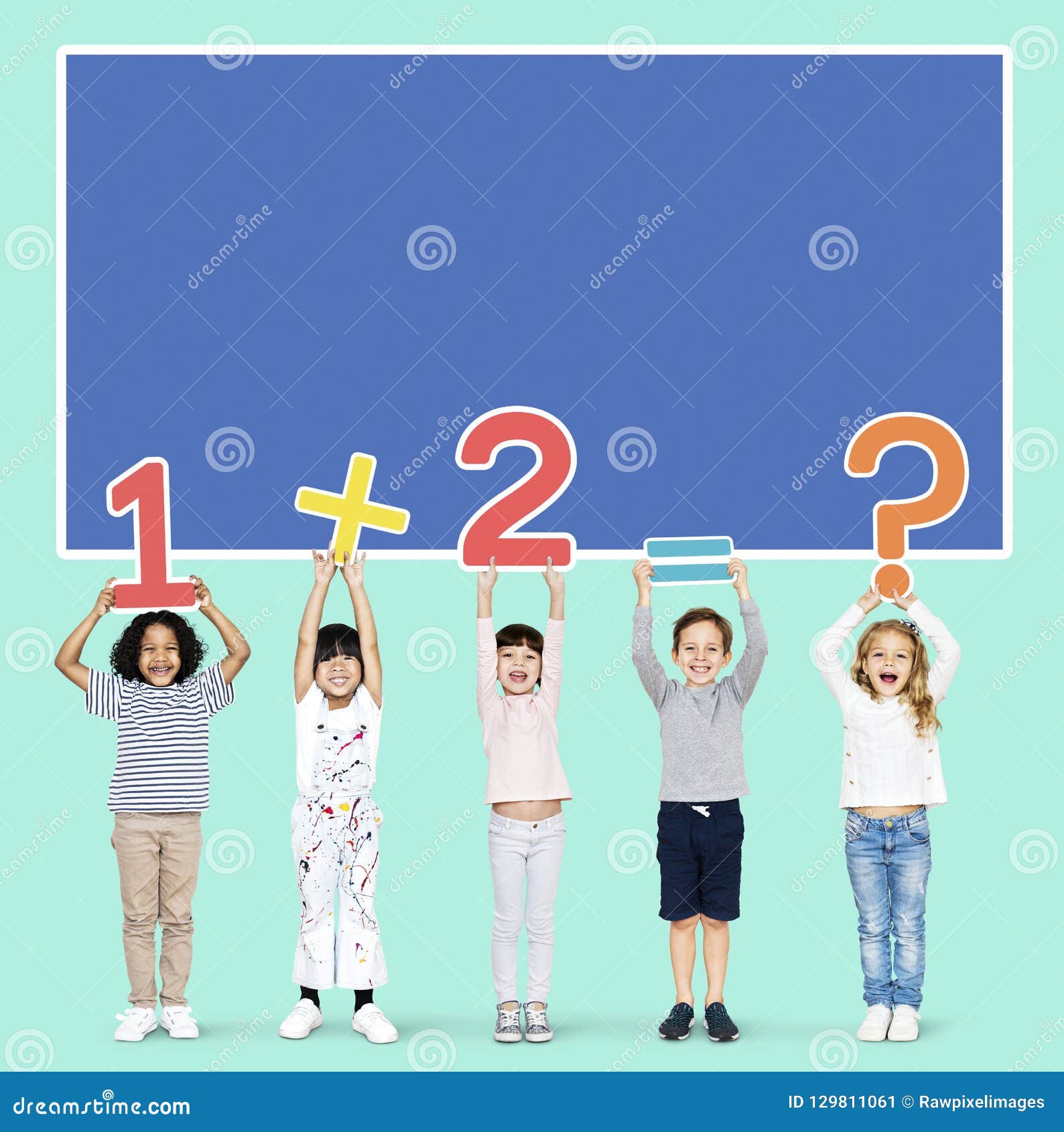 School Kids Learning Mathematics with Numbers Stock Image - Image of ...