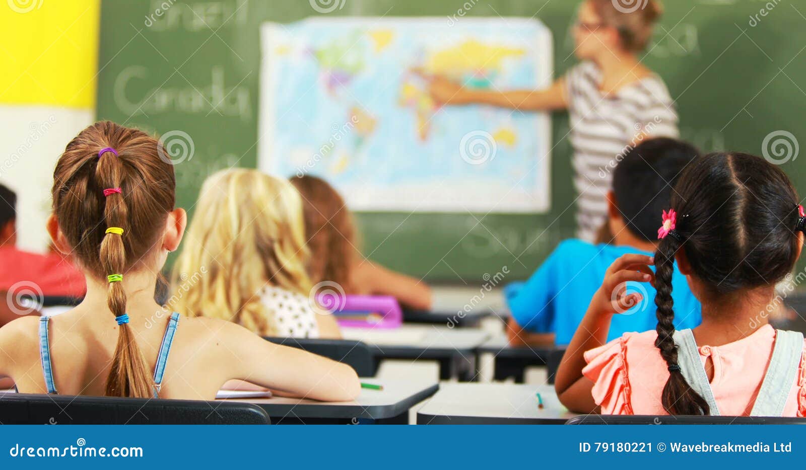 School Kids Raising Hand in Classroom Stock Video - Video of ...