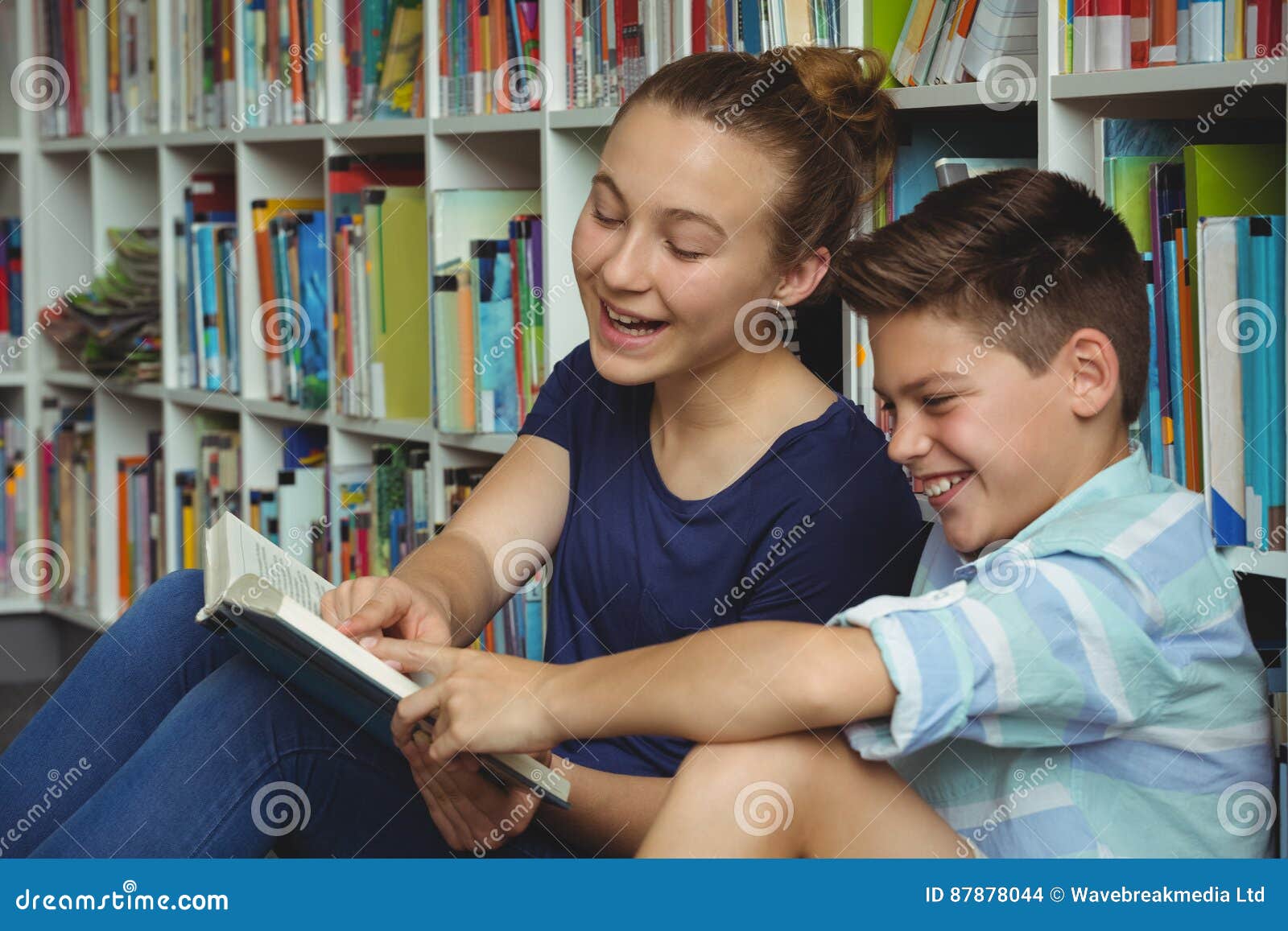 School Kids Reading Books in Library at School Stock Photo - Image of ...