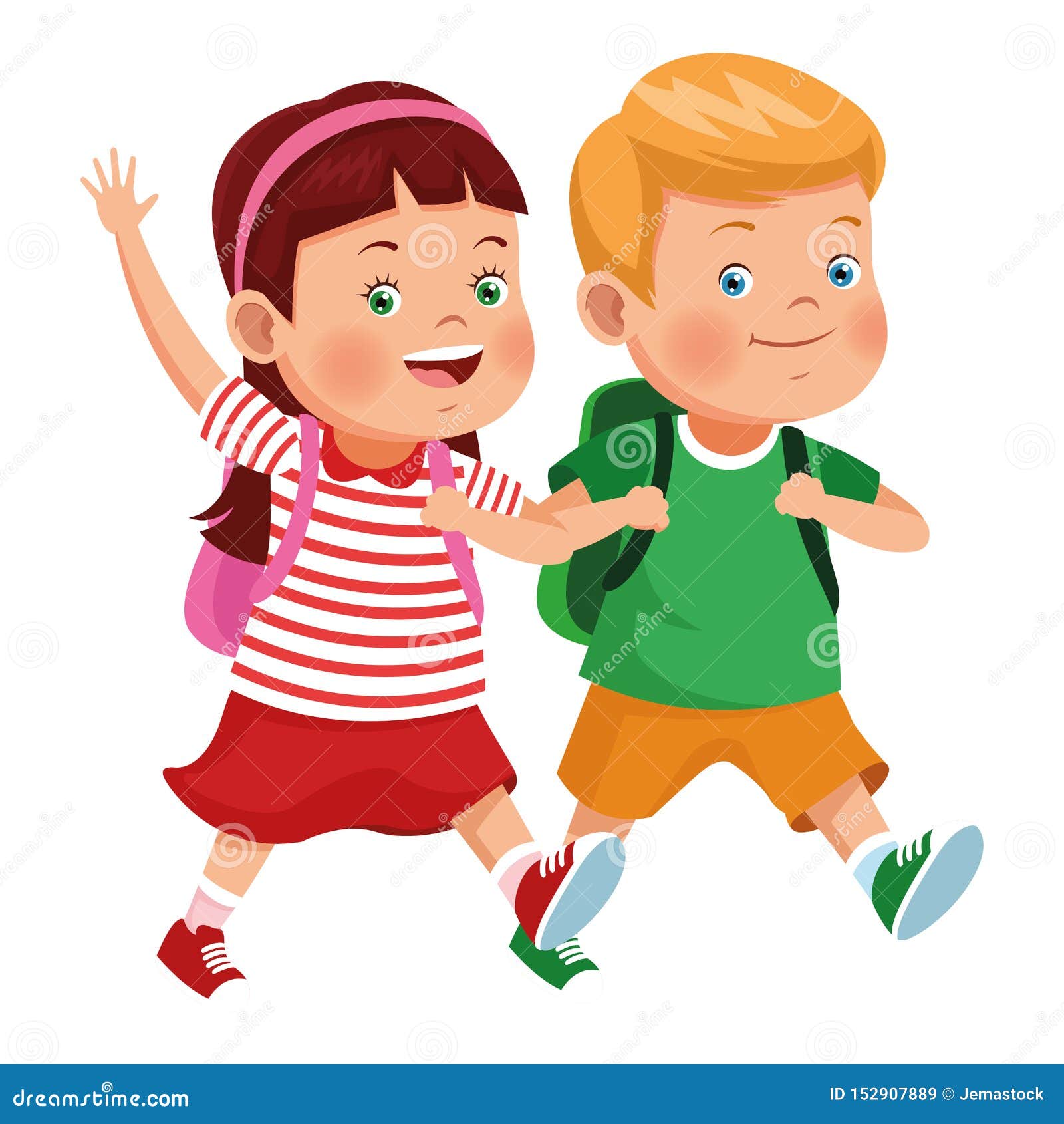 School Kids Smiling with Backpacks Stock Vector - Illustration of ...