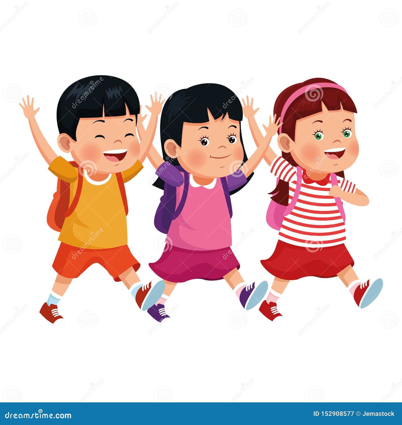 School Kids Smiling with Backpacks Stock Vector - Illustration of ...