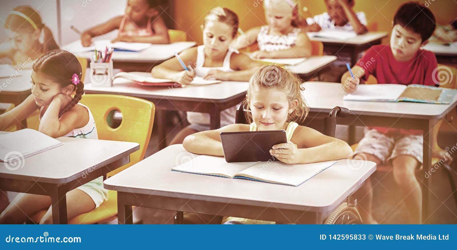 School Kids Studying in Classroom Stock Image - Image of book ...