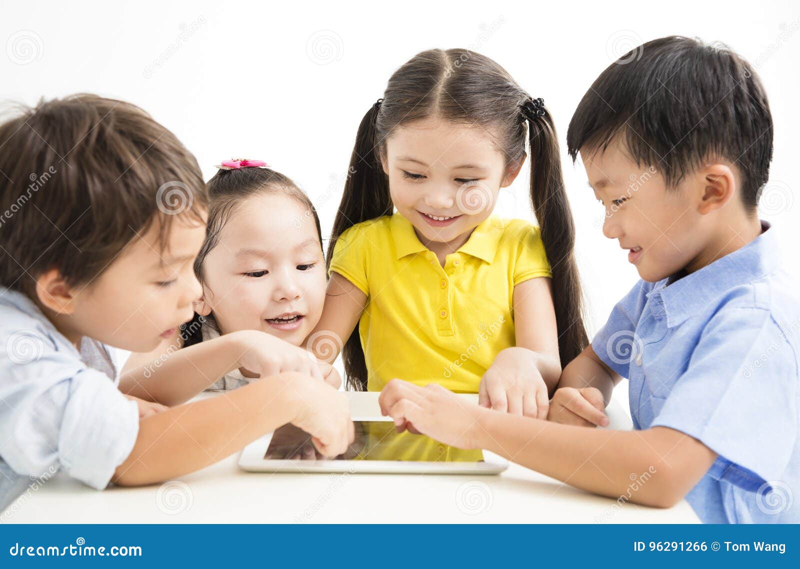 School Kids Studying with Tablet Stock Photo - Image of person ...