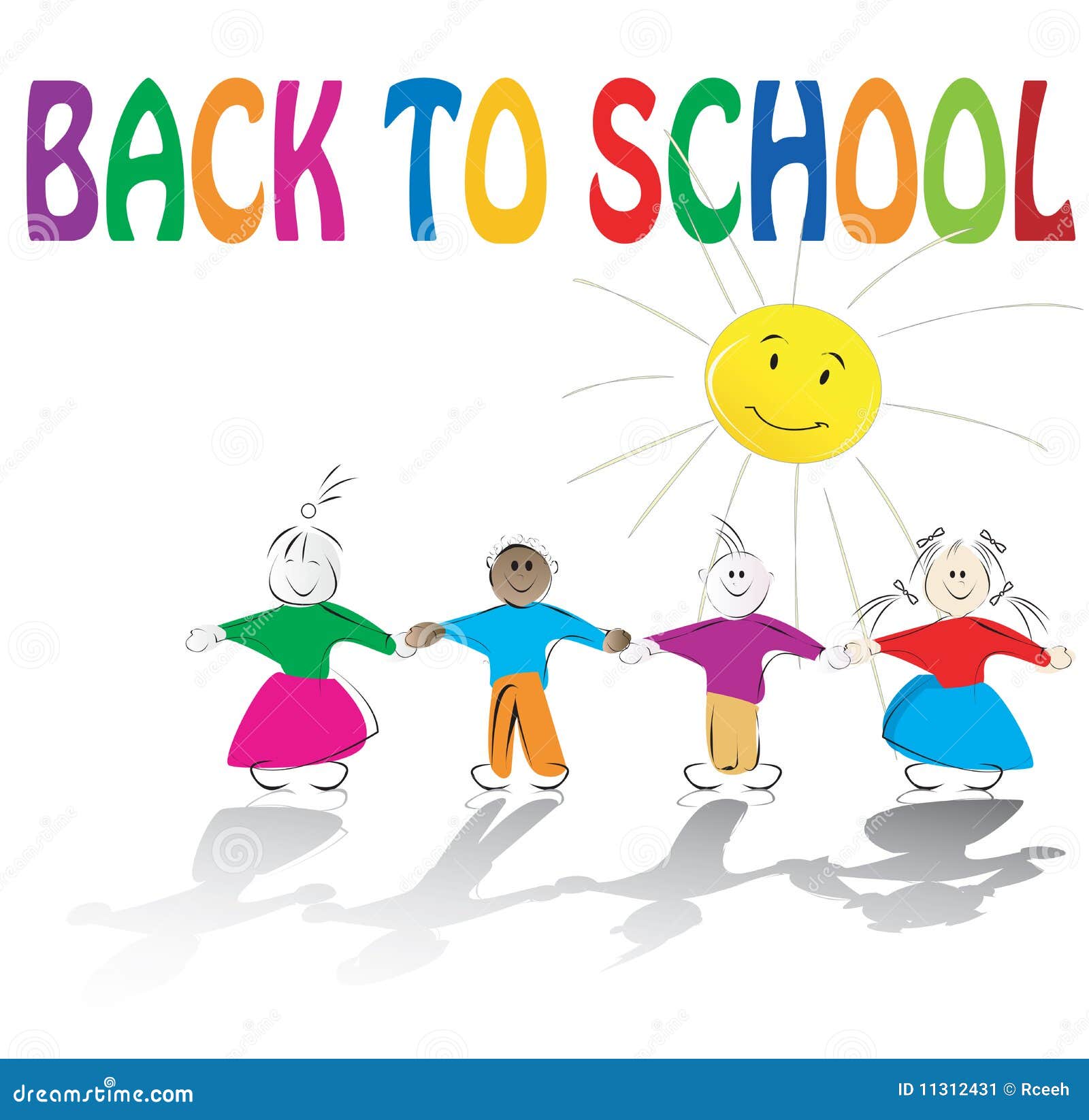 School Kids and Sun Illustration Stock Vector - Illustration of pupil ...