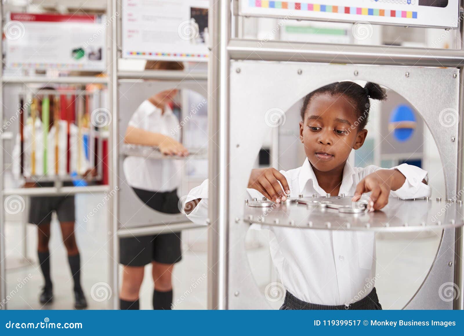 School Kids Taking Part in Science Tests at a Science Centre Stock ...